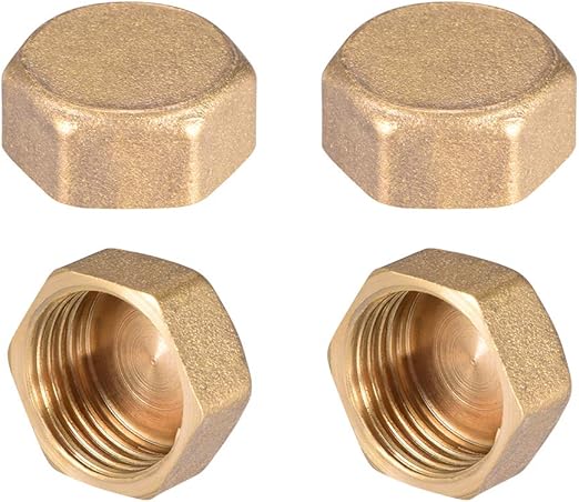 uxcell Brass Cap, Hex Pipe Fitting G1/2 Female Pipe Connector 4pcs ...