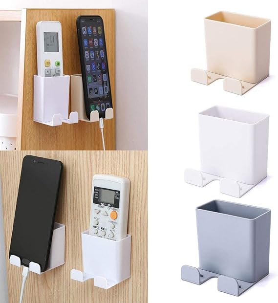 3 Pieces Remote Control Storage Box, Wall-Mounted Mobile Phone Holder ...