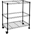 Amazon.com: Oceanstar Portable 2-Tier Metal Rolling File Cart, Black ...