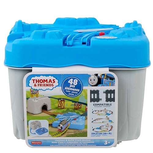 Thomas & Friends Toy Train Tracks Set, Connect & Build Bucket, 34-Piece ...