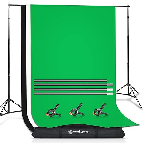 Mua Yesker Backdrop Stand with Backdrop Kit 3 Muslin White Black Green ...