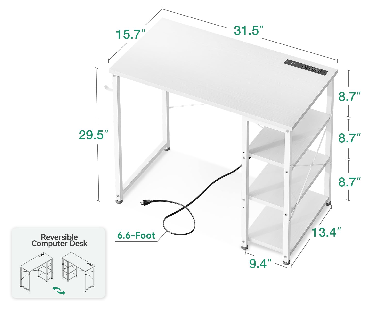 AODK Laptop Desk Small Desk, 32 Inch Computer Desk With Power Outlet ...
