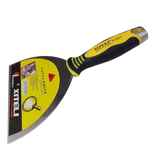 Putty Scraper, 6" Stainless Steel Putty Knives with Plastic Ergonomic ...