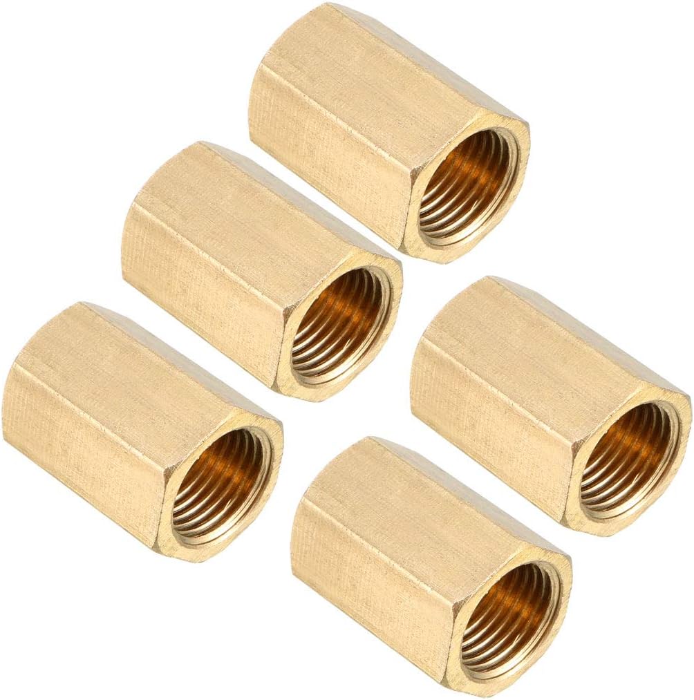 Amazon.com: uxcell Brass Pipe Fitting, Coupling, 1/8 PT Female Thread ...