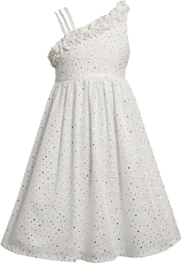 Amazon.com: Tween Girl 7-16 White Foil Dot Asymmetric One Shoulder ...