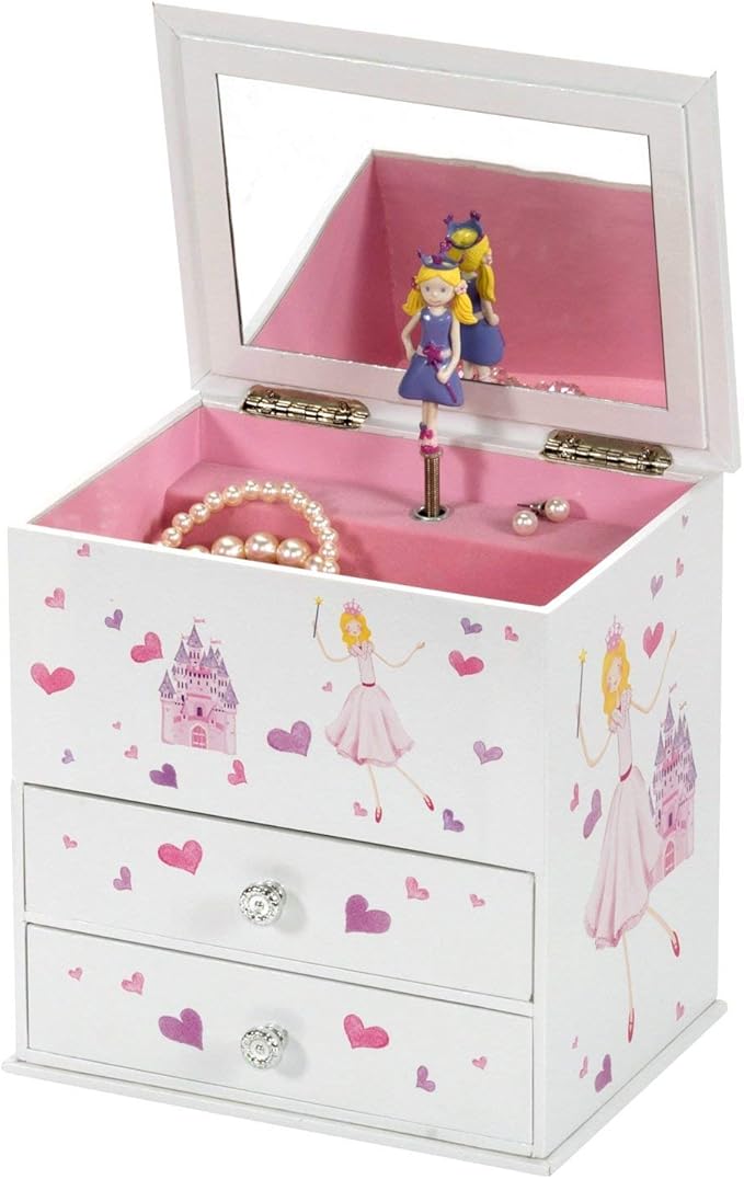 Girls Musical Princess Jewellery Box with Mirror and Twirling Figurine ...