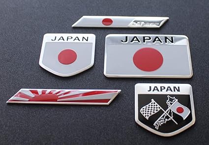 Amazon.com: 5pcs Japan Flag Decal Sticker - Emblem Made from Aluminum ...
