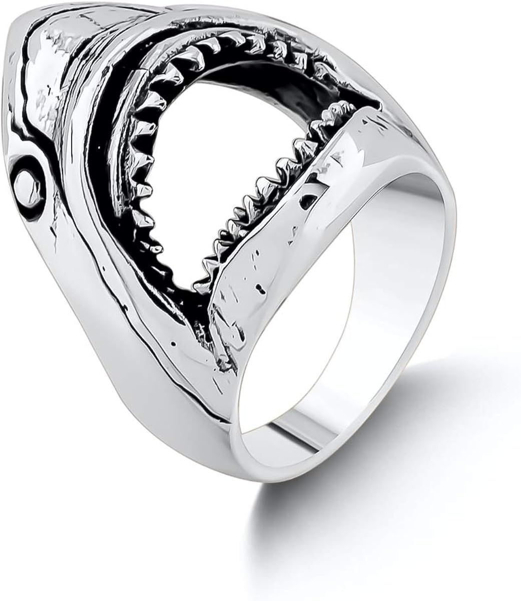 Silver Men Shark Model Ring Animal Men Jewelry High Quality Fashionable ...