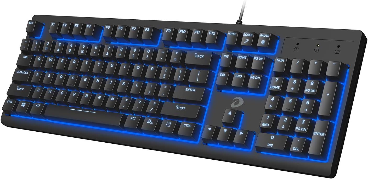 DAREU Gaming Keyboard 7 Colors LED Backlit 104 Keys USB Wired ...
