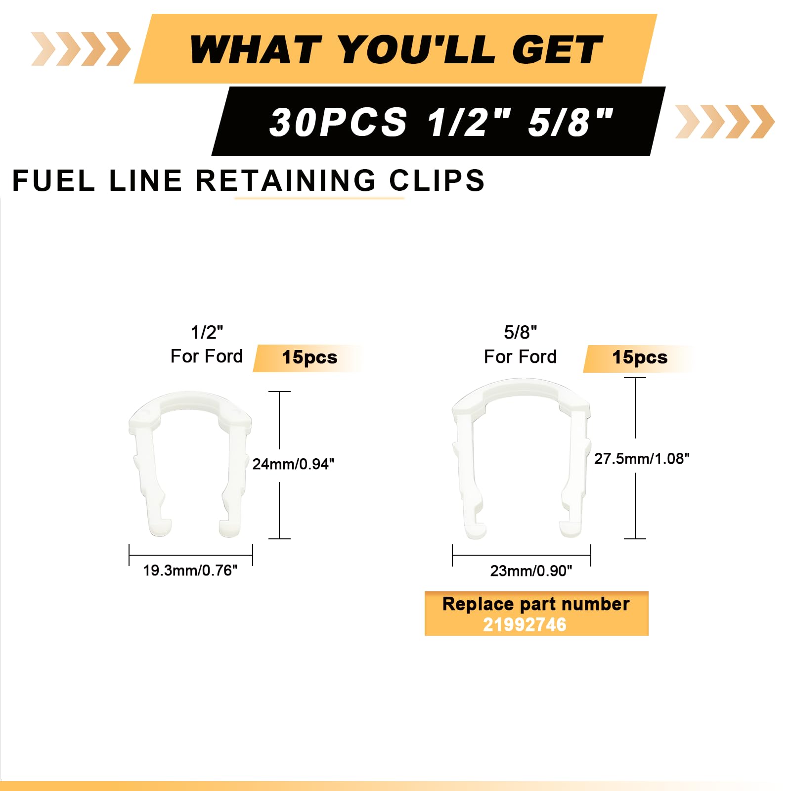 Siptenk 30 PCS Fuel Line Retainer Clips, 1/2" 5/8" OD Fuel Line Repair ...