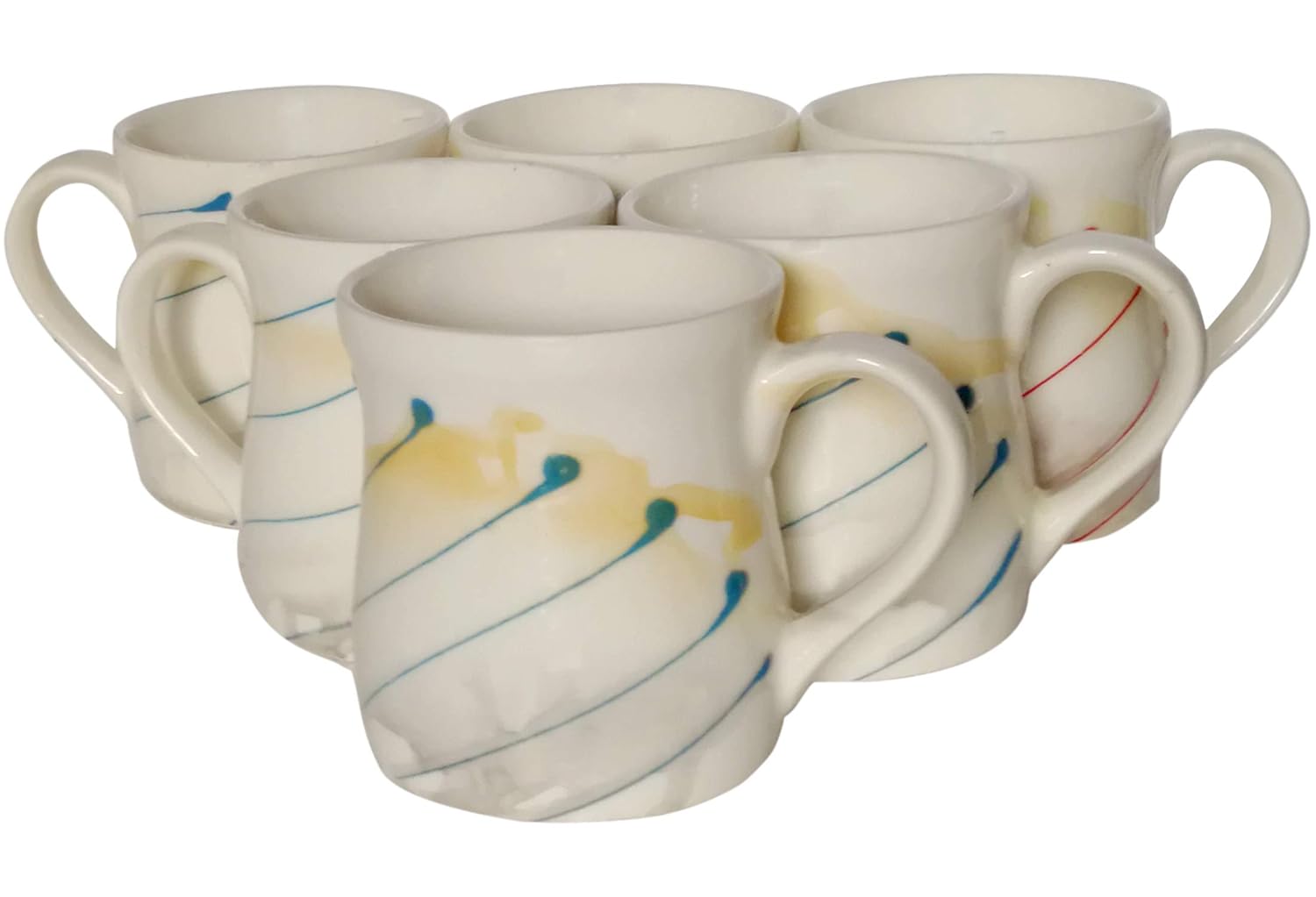 B37 Ceramic Coffee Mugs - 6 Pieces, Hand Painted Multi Color, 250 ML Rs ...