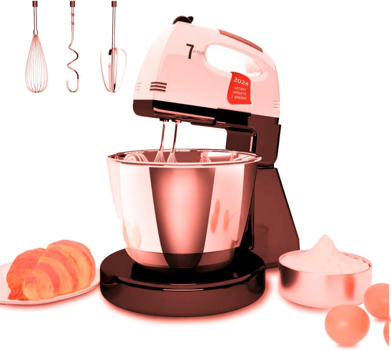 Stand Mixers, 7 Speeds With 3QT Stainless Steel Bowl, Stand and Hand ...