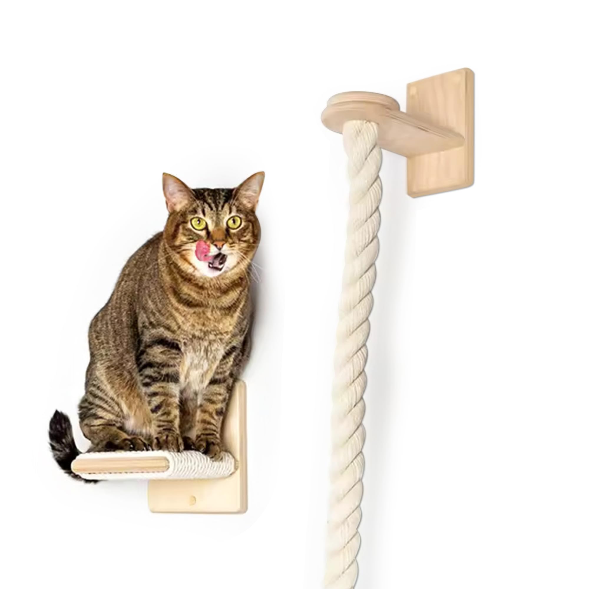 Meow Mania Premium Wall-Mounted 100% Cotton Rope Cat Climber ...