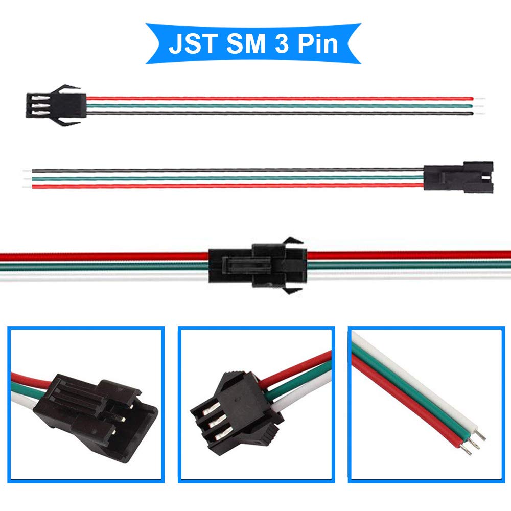 Mua Youmile 20 Pairs JST SM 2/3 Pin Connector Female & Male 150 mm ...
