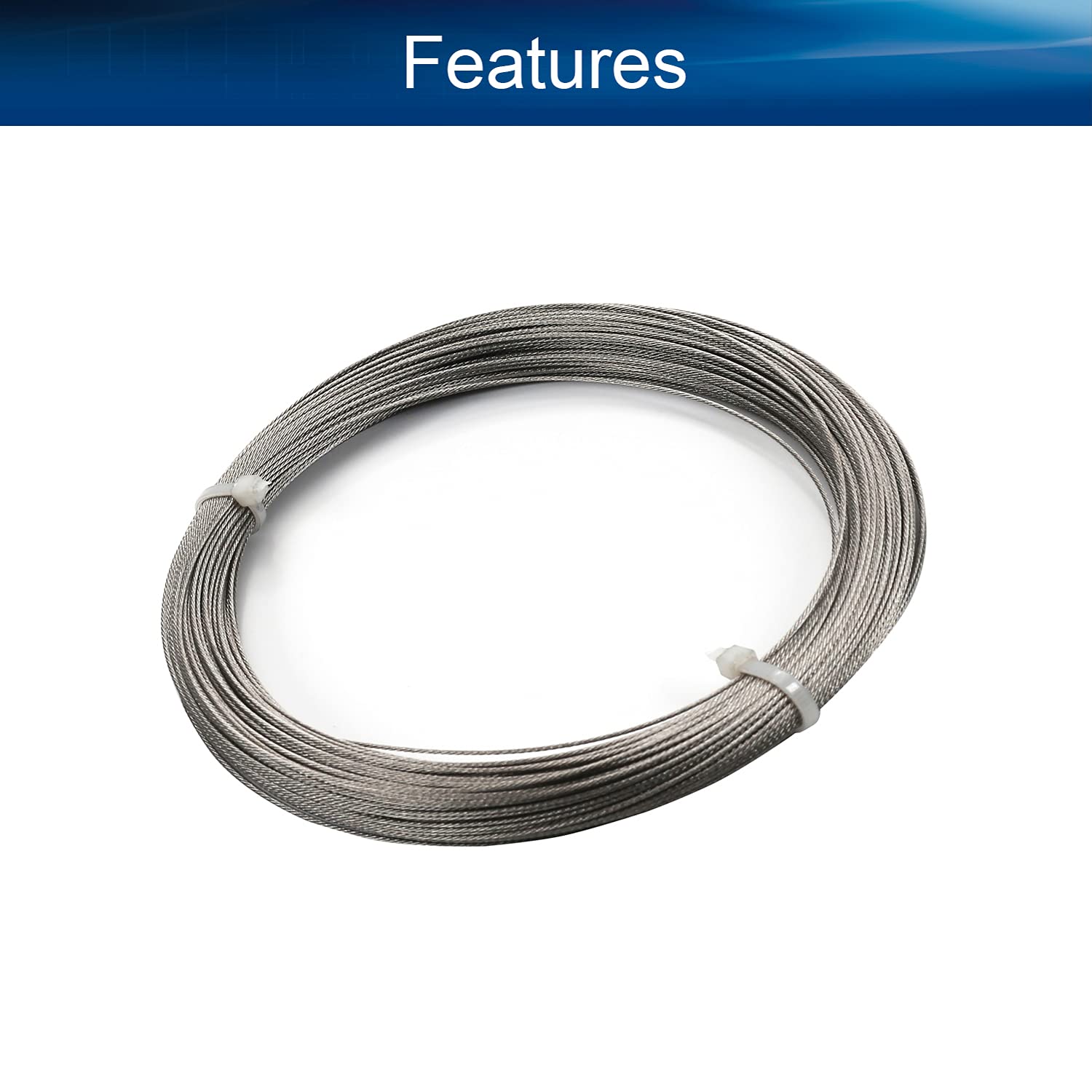 Heyiarbeit 5/128 Wire Rope 304 Stainless Steel Wire Cable, 177.12ft Length Aircraft Cable ...