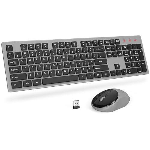 Wireless Keyboard and Mouse, Trueque Silent 2.4GHz Cordless Full Size ...