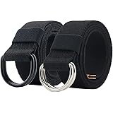 Canvas Web Belt Double D-Ring Buckle 1.5" Wide with Metal Tip Solid ...