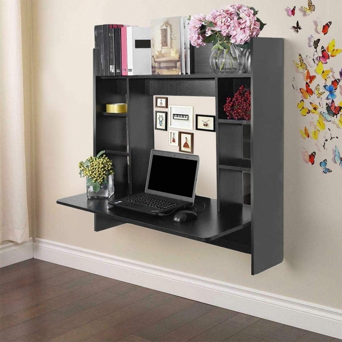 Amazon.com: Wall Mounted Floating Computer Desk,with Storage Shelves ...