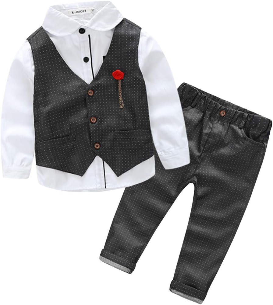 Boys Formal Dresswear Vest Set Summer Boys Gentleman Outfits Suits ...