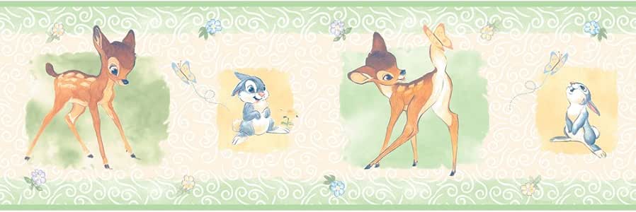 Imperial Disney Home DF059333B Bambi Wall Border, Green, 6.83-Inch Wide ...