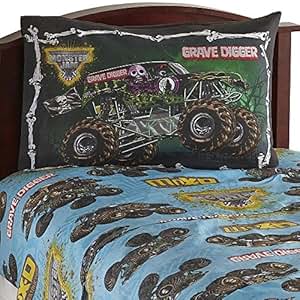 Amazon.com: 3pc Monster Jam Twin Bed Sheet Set Grave Digger Monster ...