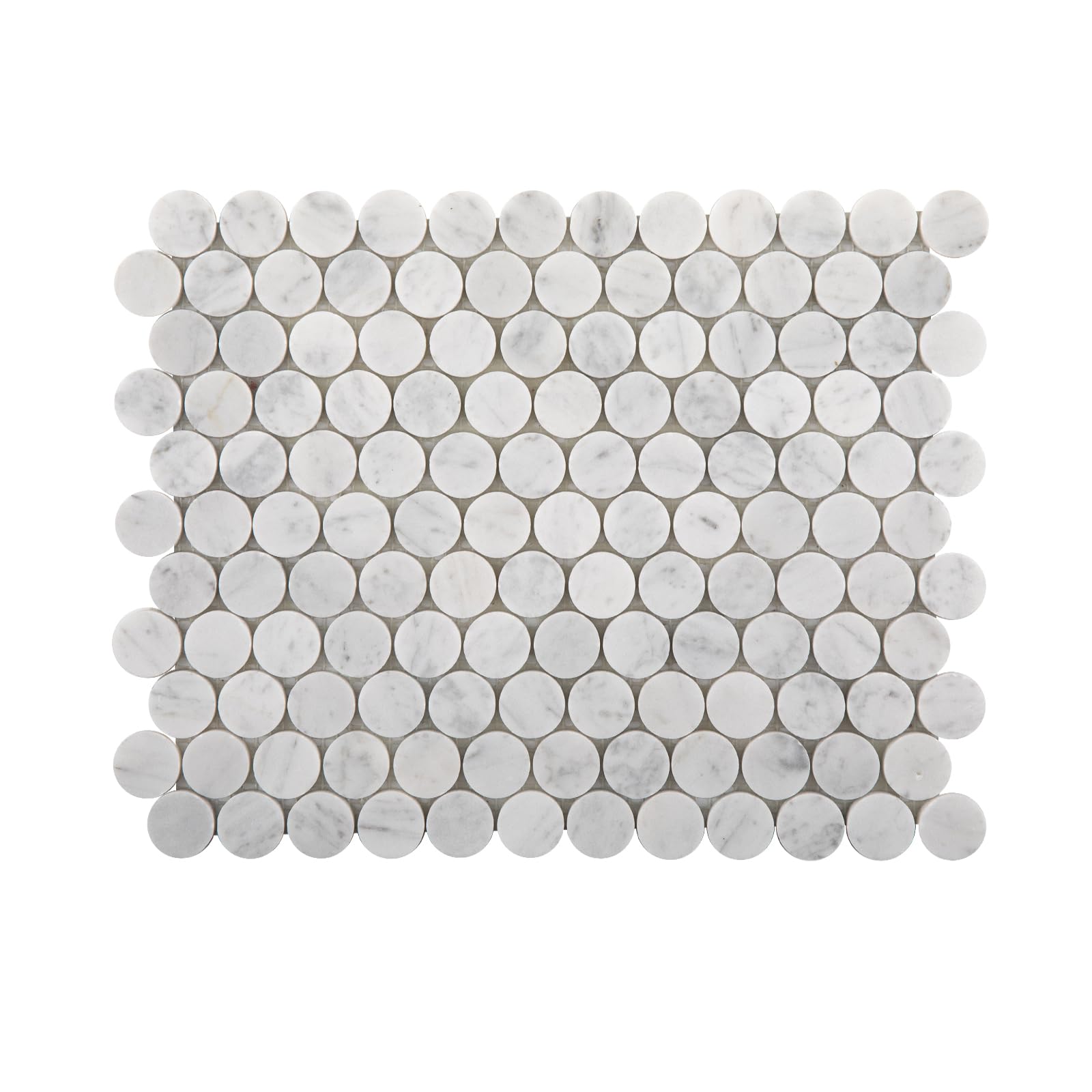 Adolif Carrara White Marble Mosaic Tile, 1 Inch Penny Round, Polished ...