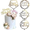 Amazon.com: Gold Cake Topper Acrylic Cake Topper Happy Birthday Cake ...