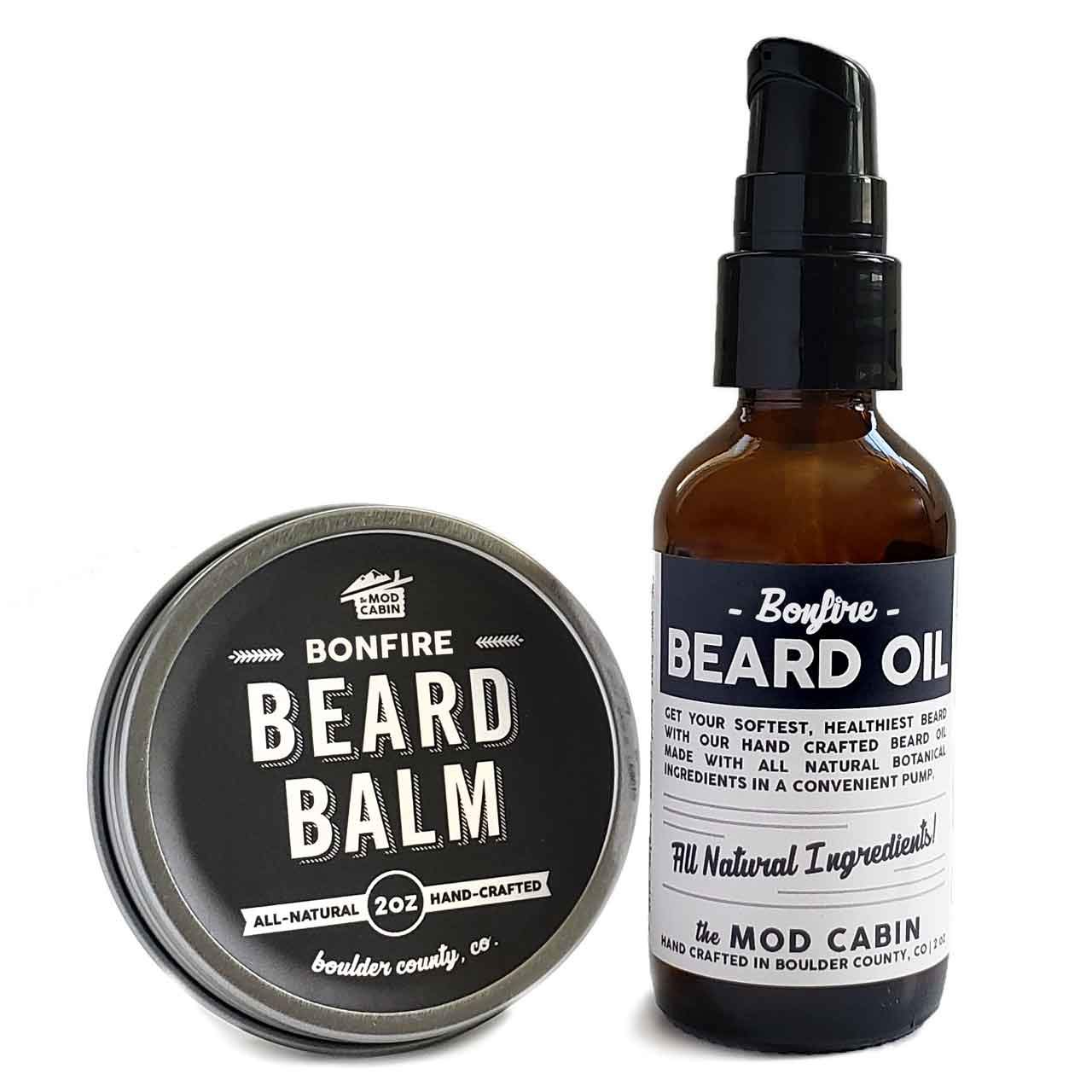 Amazon.com: Beard Balm + Beard Oil Pump Set - Bonfire - All Natural ...
