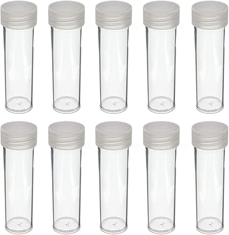 Amazon.com: COIN STORAGE TUBES, round clear plastic w/ screw on tops ...