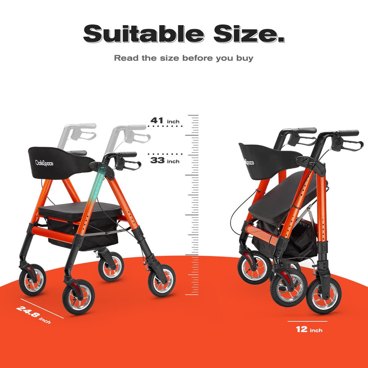 Mua OasisSpace Pneumatic Tires Rollator Walker for Seniors - Heavy Duty ...