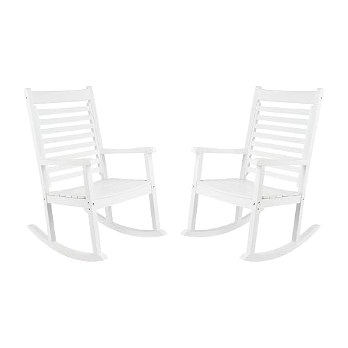 Shine Company Modern Wood Rocking Chairs, Ergonomic Wide Seat Porch ...