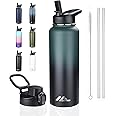 Amazon.com: StarSpeed 40oz Insulated Water Bottle with Straws & 2 Lids, Stainless Steel Double ...