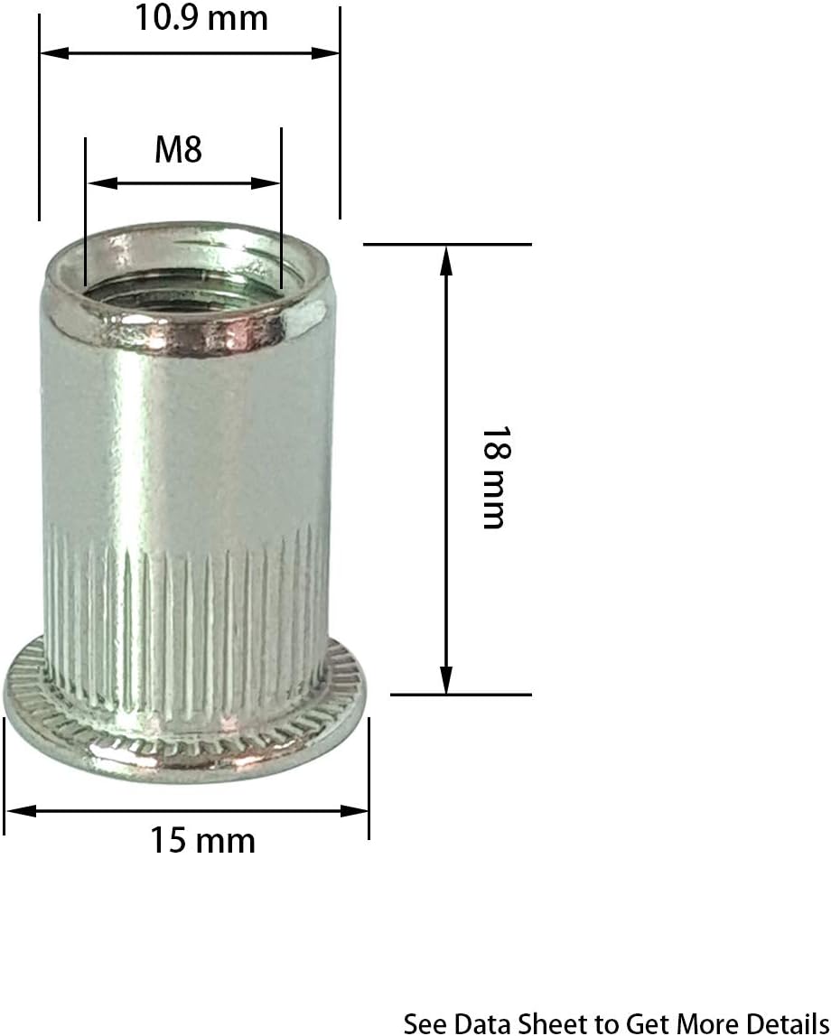 50 pcs Flat Head Stainless Steel (304) Pulling Rivet Nuts M4 M5 M6 M8 ...