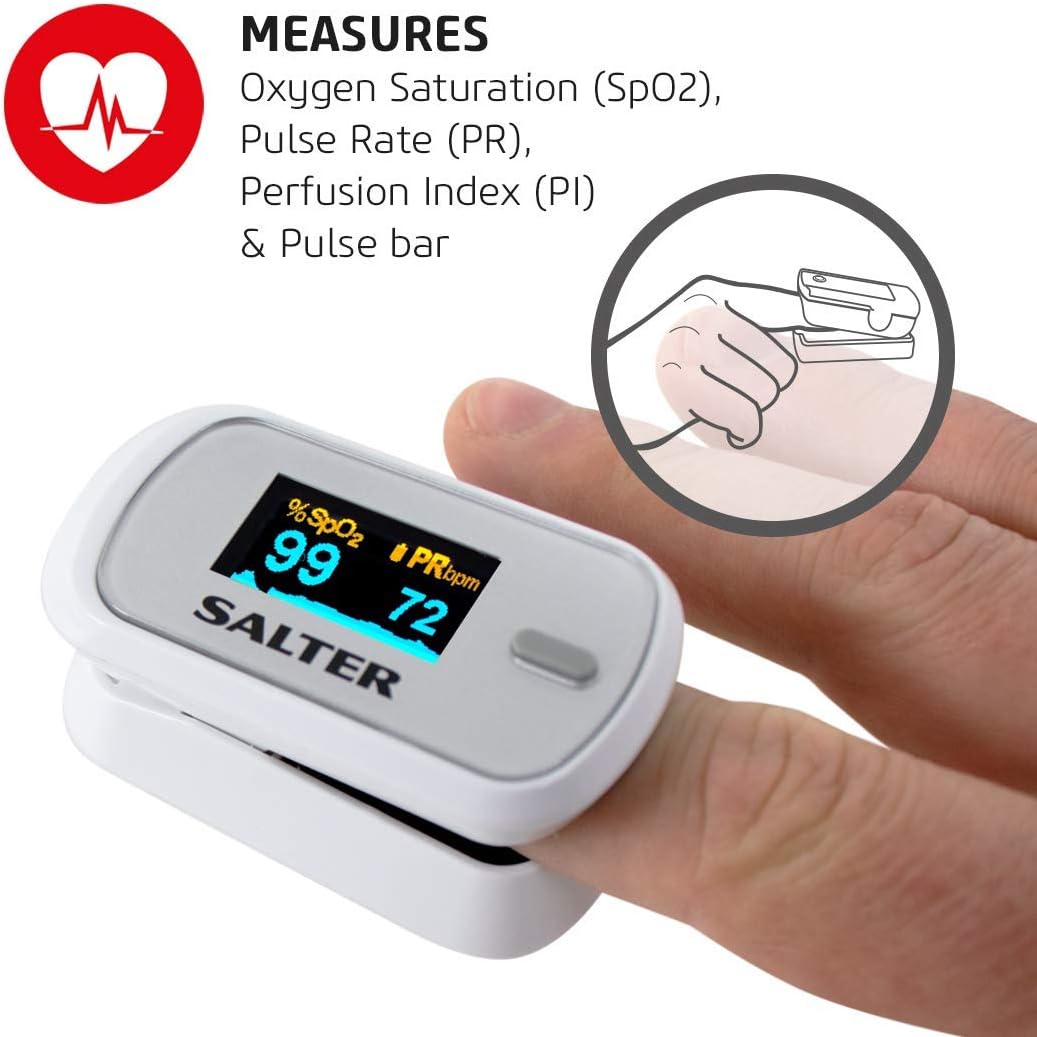 Salter Finger Tip Pulse Oximeter, Measures Oxygen Saturation, Pulse ...