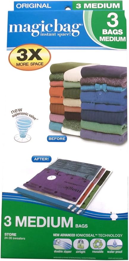 Amazon.com: MagicBag Instant 3 Medium Space Saver Vacuum Storage Bags ...