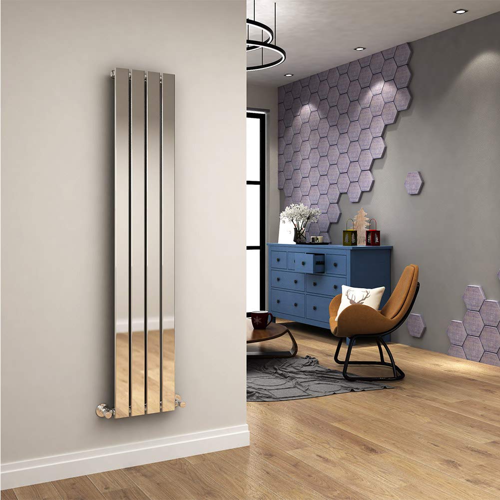 ELEGANT Chrome Vertical Radiator 1600 x 300 Single Flat Panel Central ...