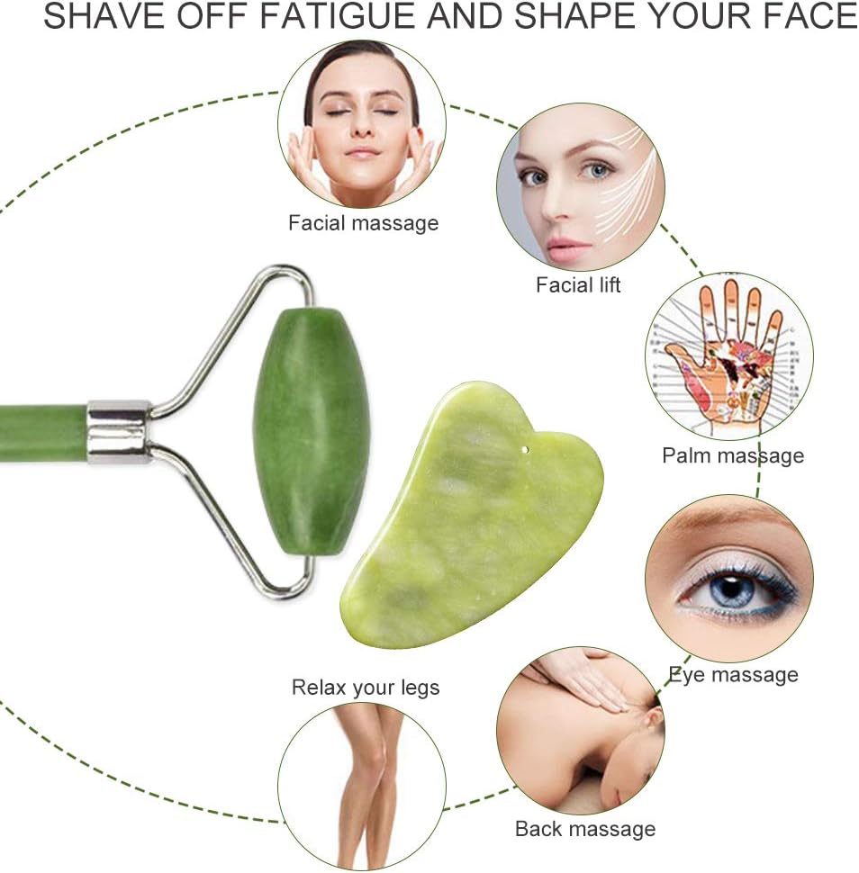 Jade Face Roller,Jade Facial Roller,Jade Roller and Gua Sha Set,Jade ...