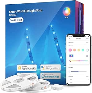 Smart LED Strip Lights Works with Apple HomeKit Siri, 32.8ft WiFi RGB ...