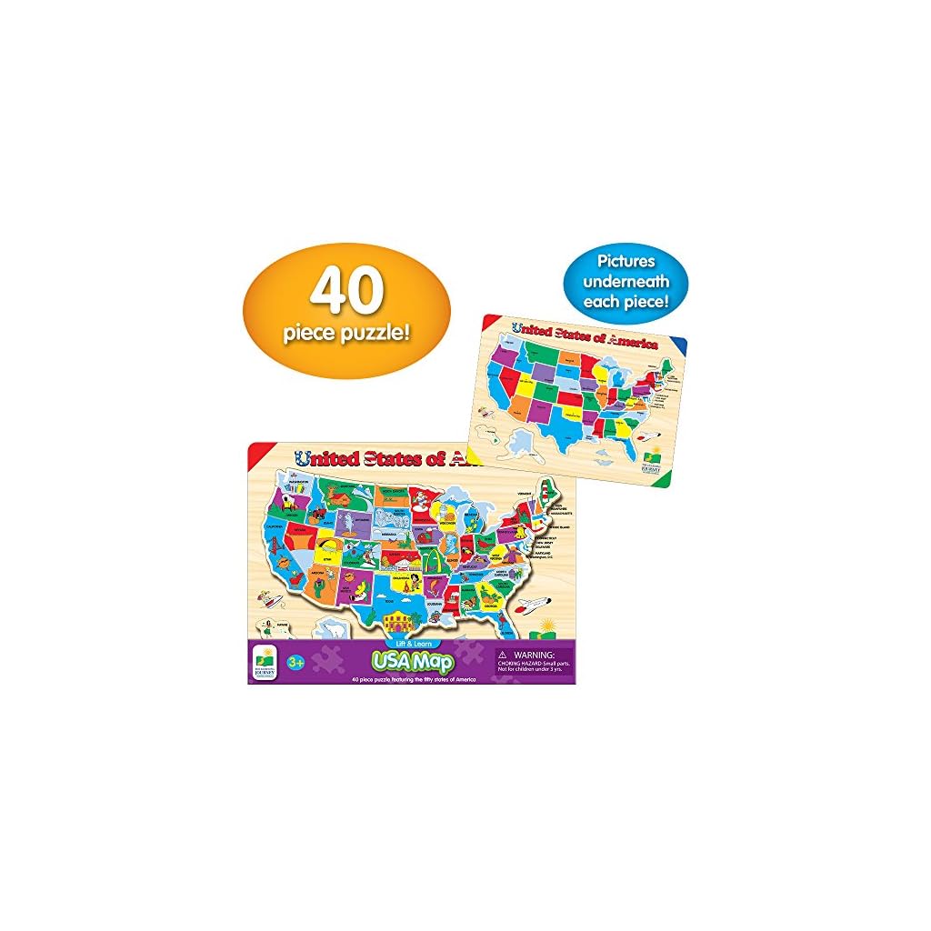 The Learning Journey Lift & Learn Puzzle - USA Map Puzzle for Kids ...