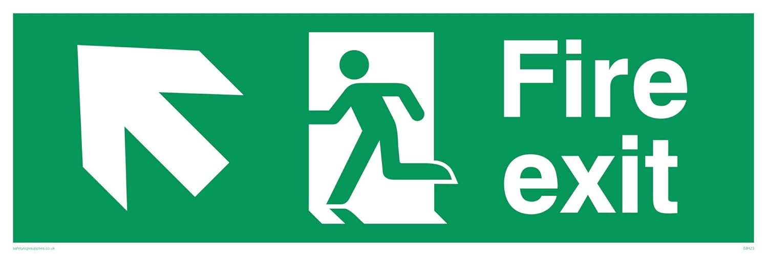Viking Signs SB423-L62-3M Left Up Arrow”Fire Exit” Sign, 3 mm Rigid ...
