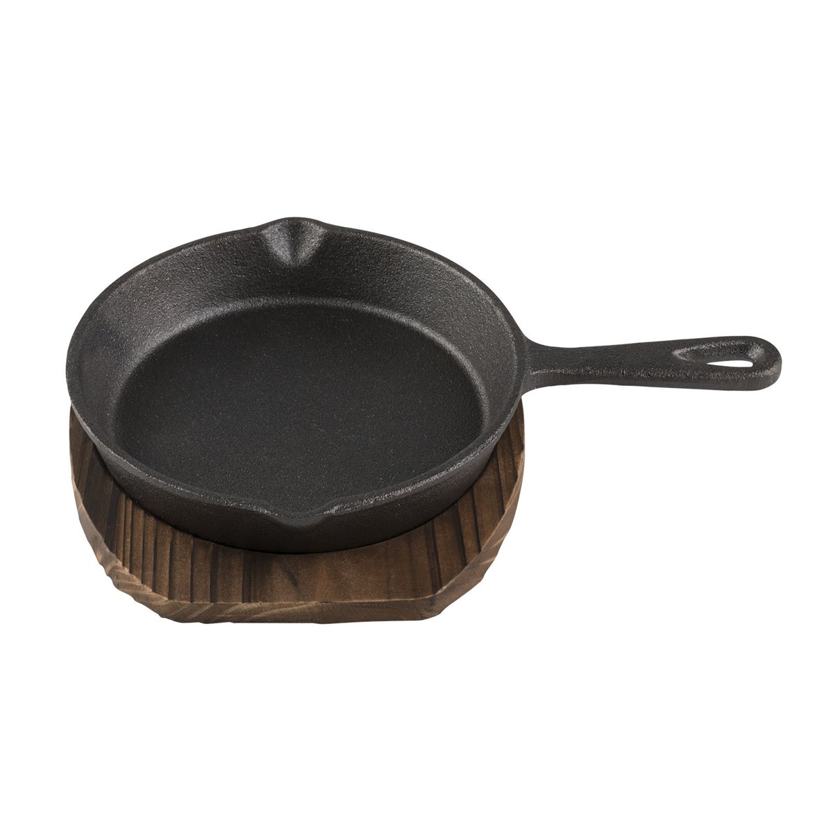 Sabatier Maison Small Round Cast Iron Serving Pan with Wooden Base ...