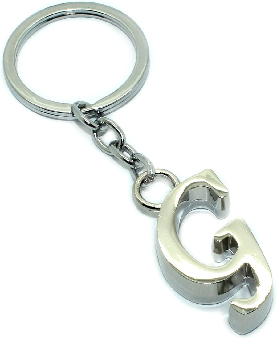 Stylish Silver-Tone Metal Keychain / Key Ring with Diamante Letter G ...
