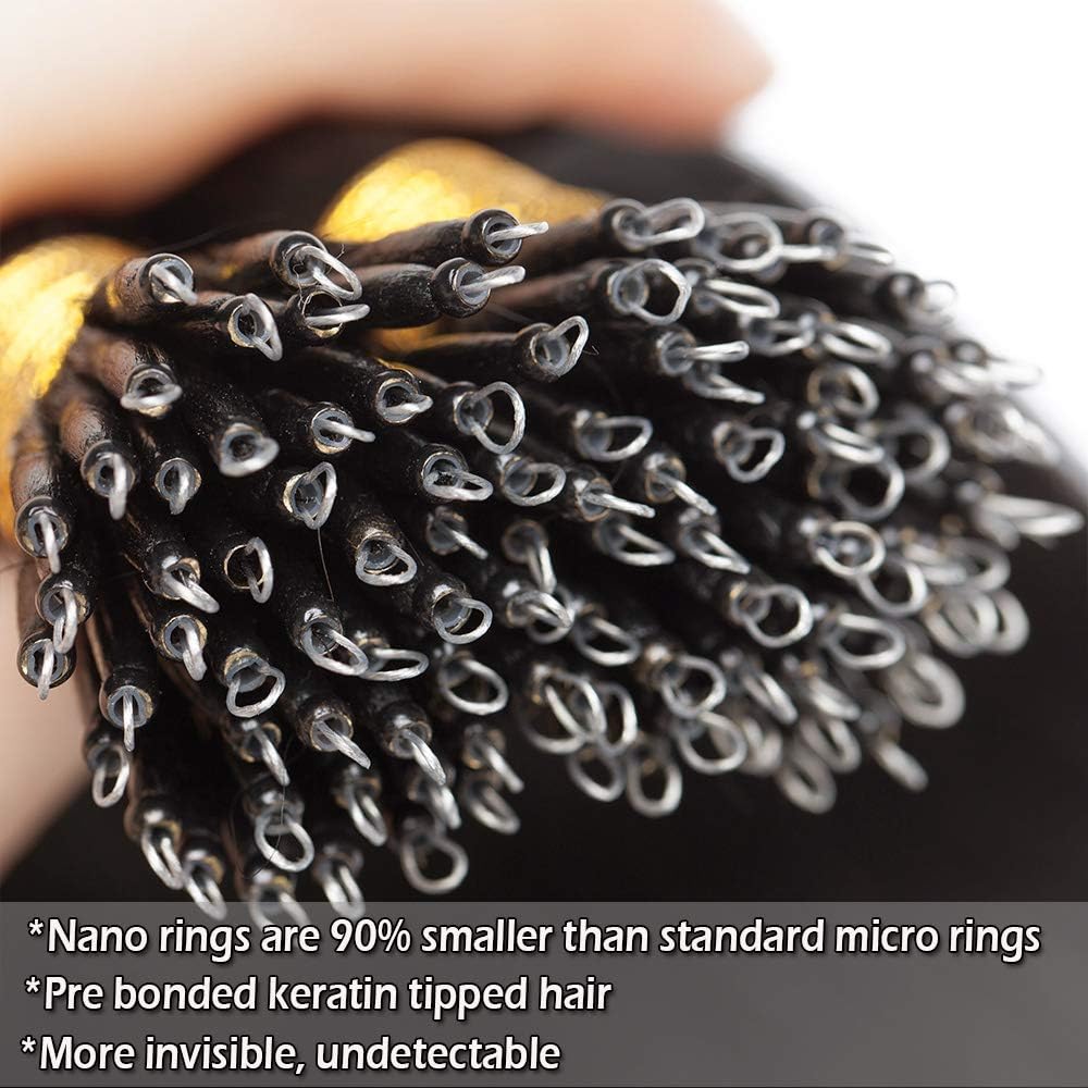 Nano Ring Hair Extensions 16inch 1g/s Pre Bonded 50g Nano Tip Bondings ...