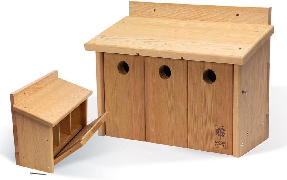 Happy Beaks Sparrow Bird Box Three Hole Traditional Cedar Wooden ...