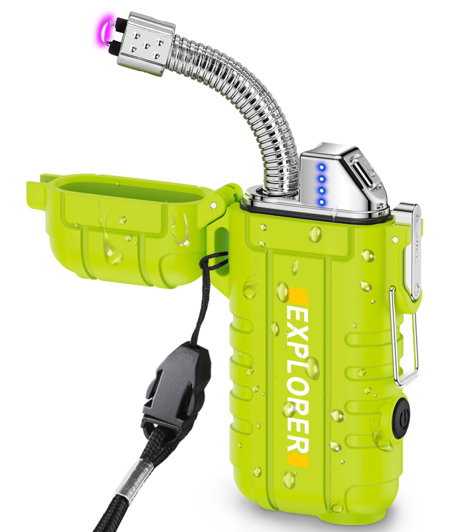 Laffizz Waterproof Flexible Neck Windproof USB Rechargeable Plasma Lighter Flashlight Flameless ...