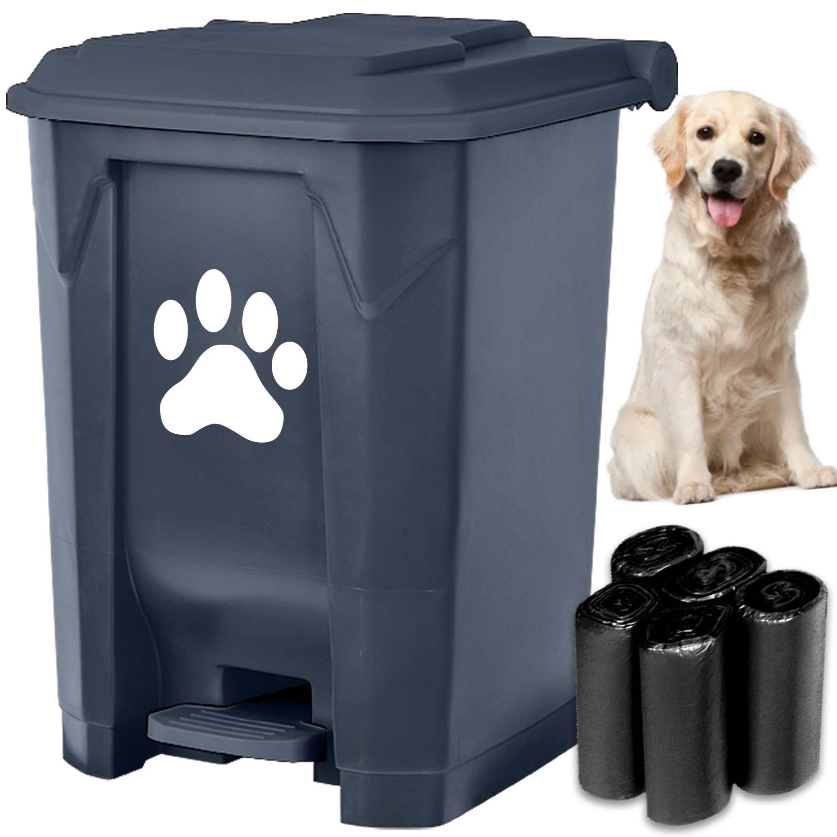 tebiete Dog Poop Trash Can Outdoors Pet Waste Station with Lid Dog ...