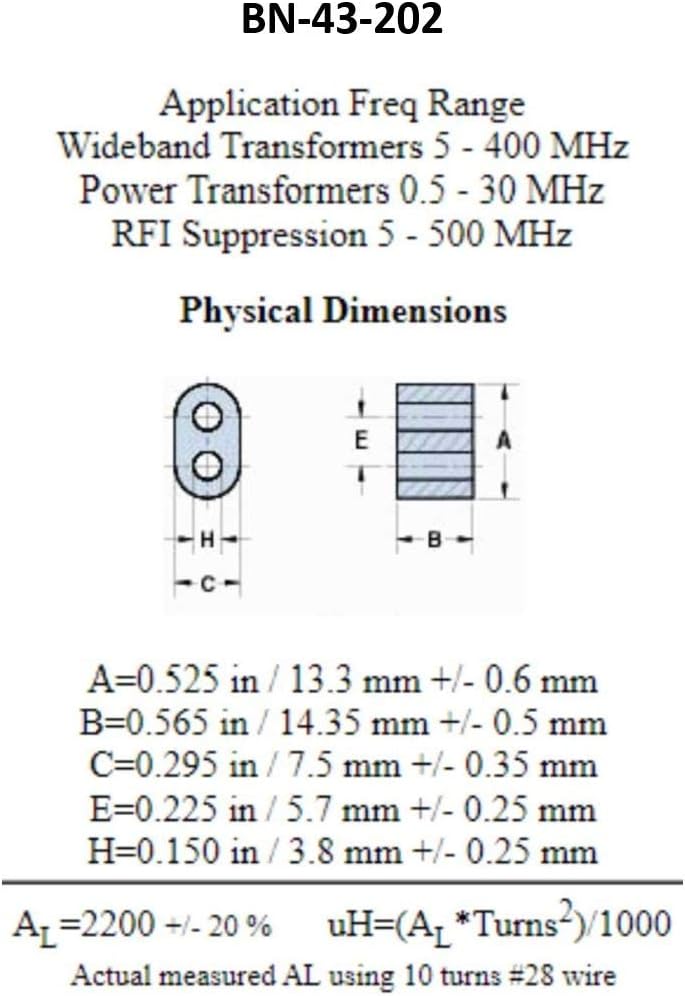 Amidon BN43-202 BN-43-202 Balun Core Multi Aperture Pack of 5 ...