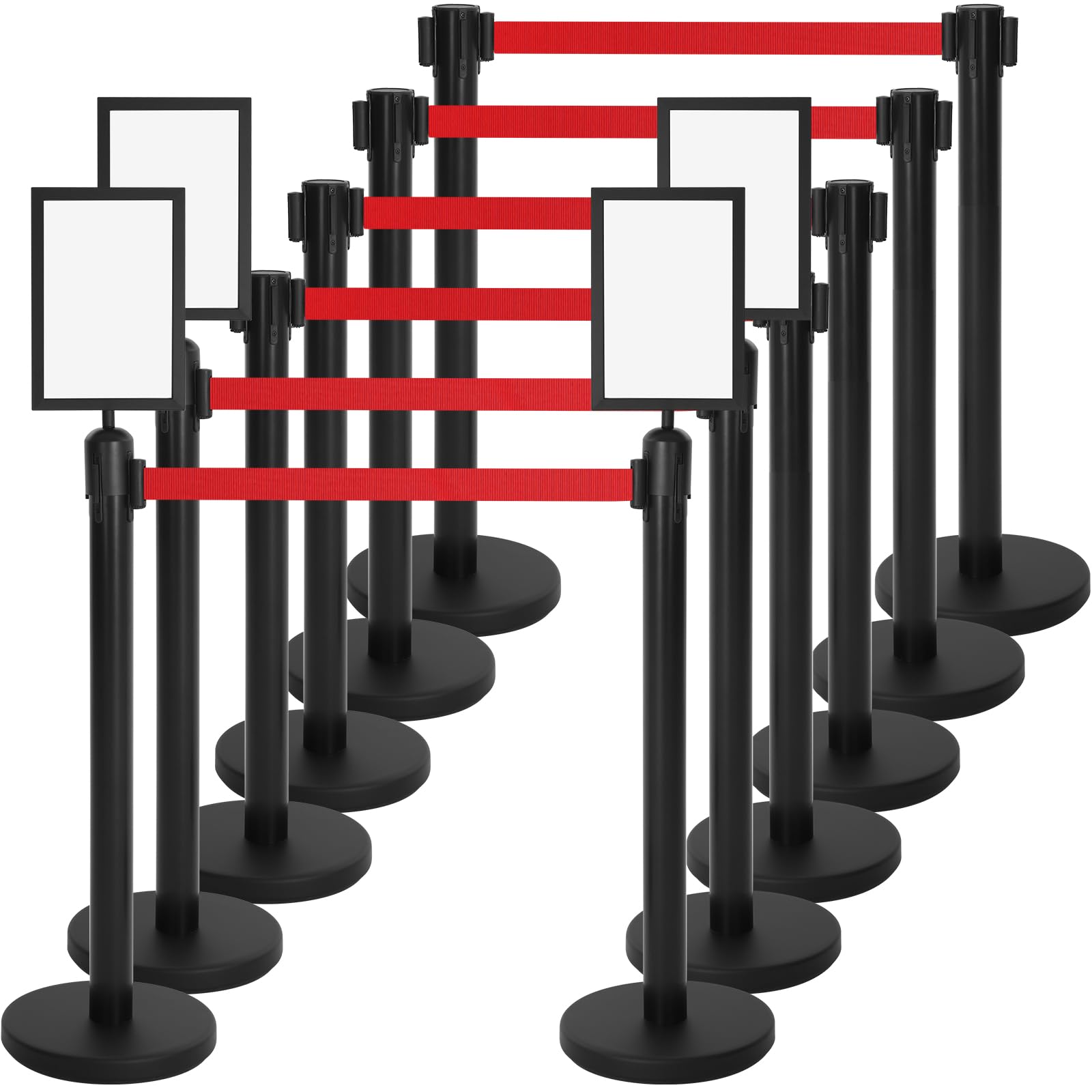 Therwen 12 Pcs Crowd Control Stanchions Set and Stanchion Post Sign ...