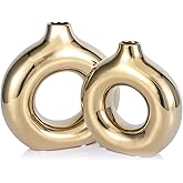 Amazon.com: Pink Vase Decor Donut Vase Set of 2 - Circle Hollow Vase ...