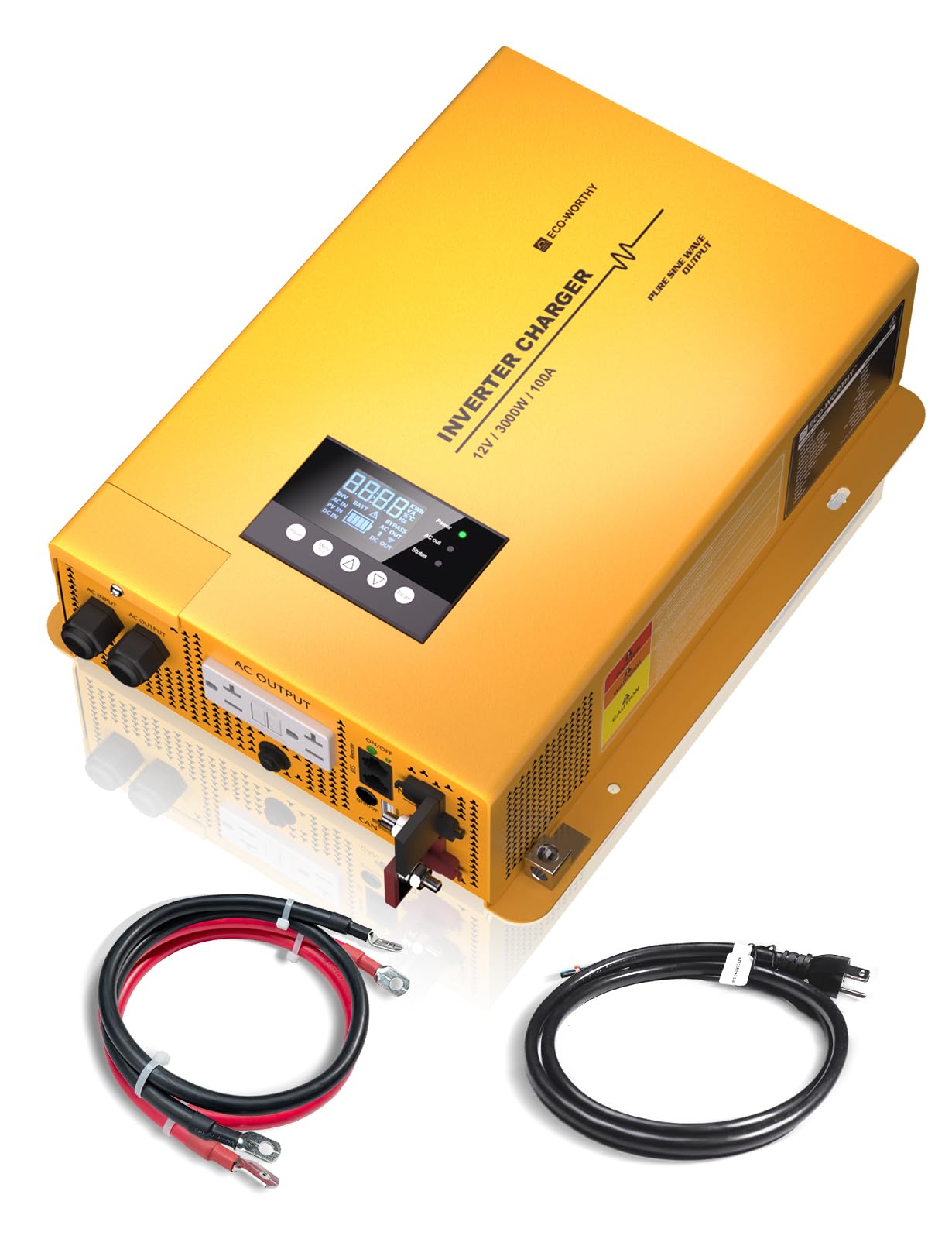 ECO-WORTHY Inverter Charger 3000W Pure Sine Wave Inverter,12V DC to ...